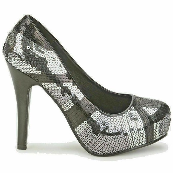 Iron Fist | Shoes | Iron Fist Jacked Up Silver Black Sequin High Heels ...
